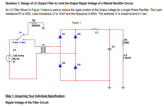 Solved Question 1: Design of LC Output Filter to Limit the | Chegg.com