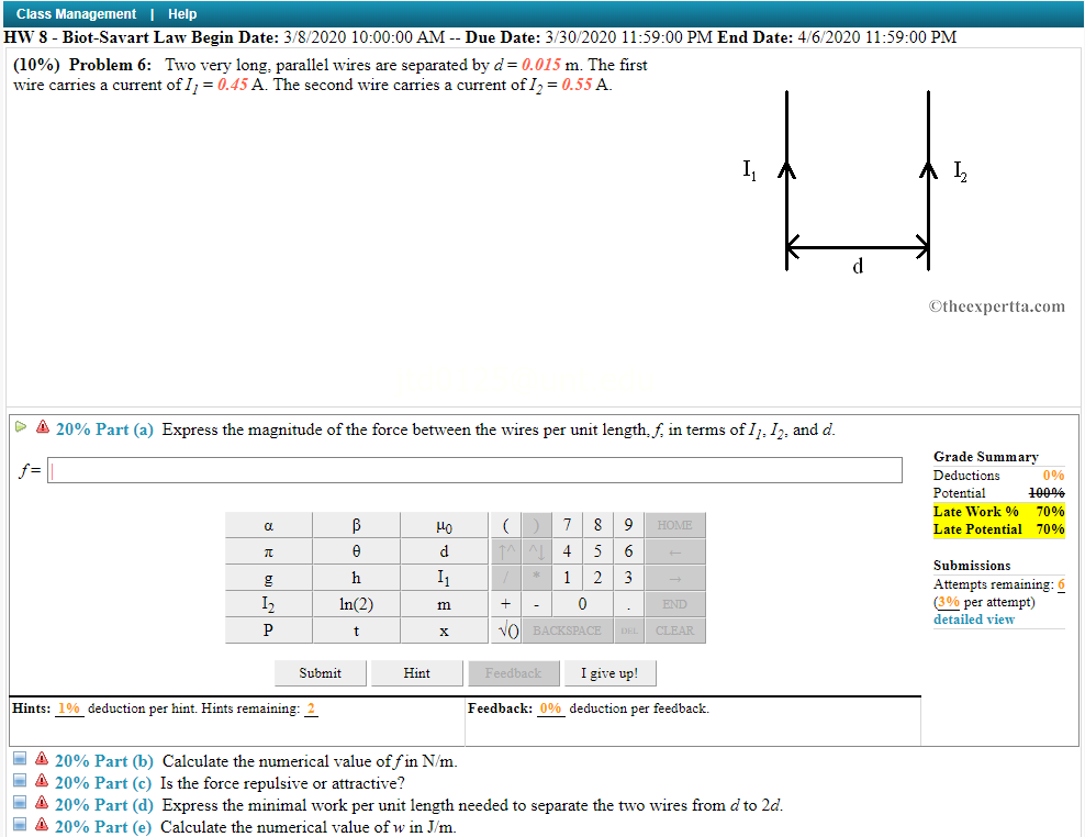 Solved Class Management | Help HW 8 - Biot-Savart Law Begin | Chegg.com