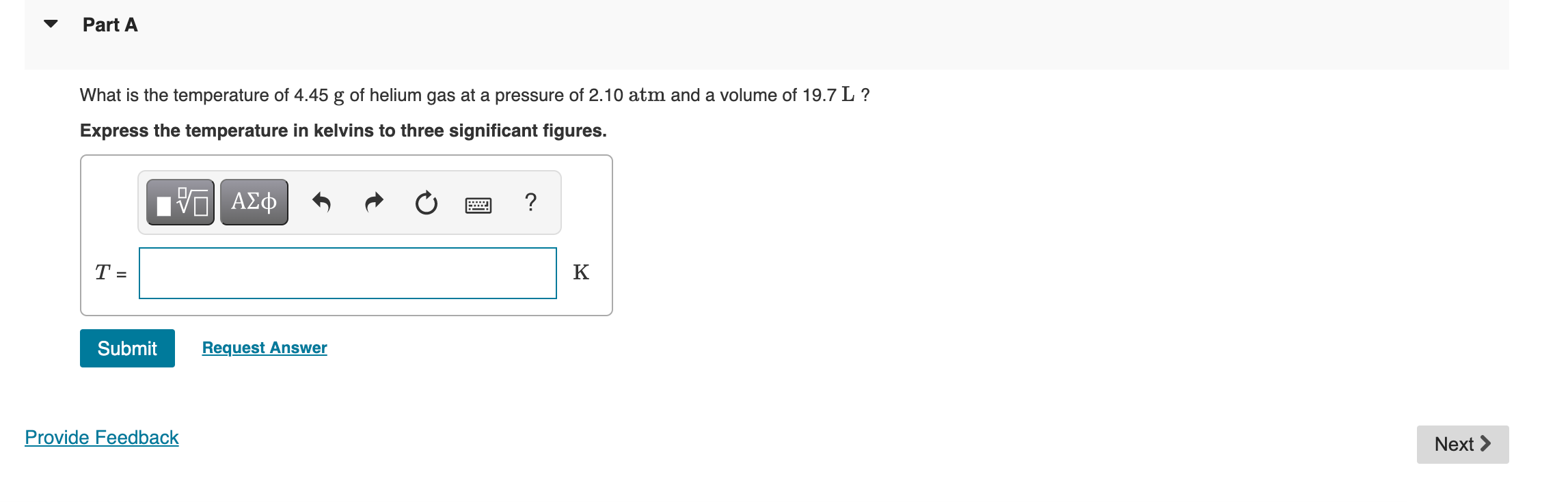 Solved What is the temperature of 4.45 g of helium gas at | Chegg.com