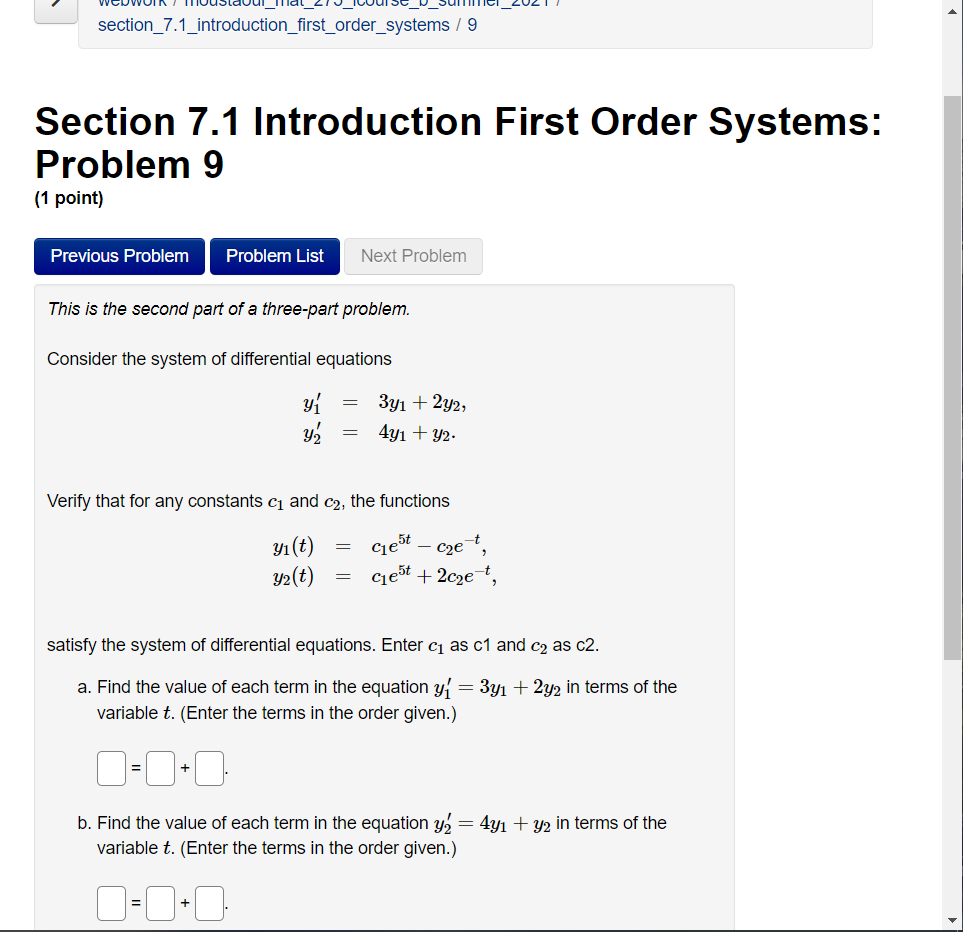 Solved Section 7 1 Introduction First Order Systems 9