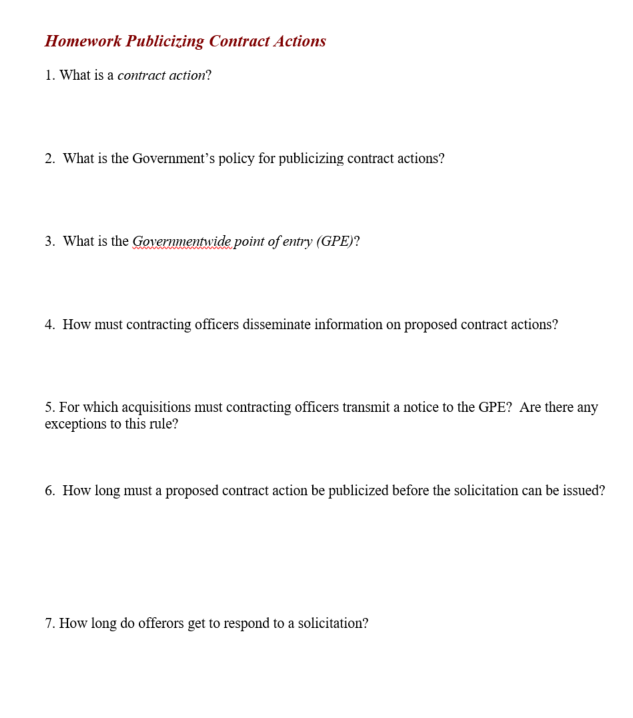 Solved Homework Publicizing Contract Actions 1. What is a | Chegg.com