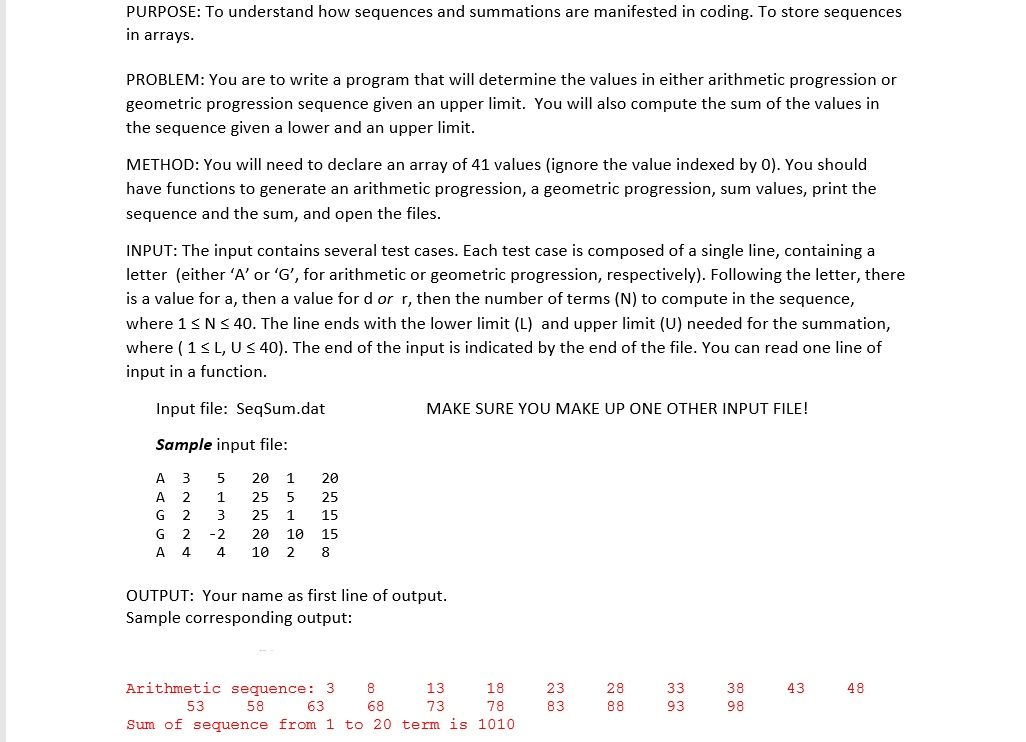 Solved PURPOSE: To understand how sequences and summations | Chegg.com