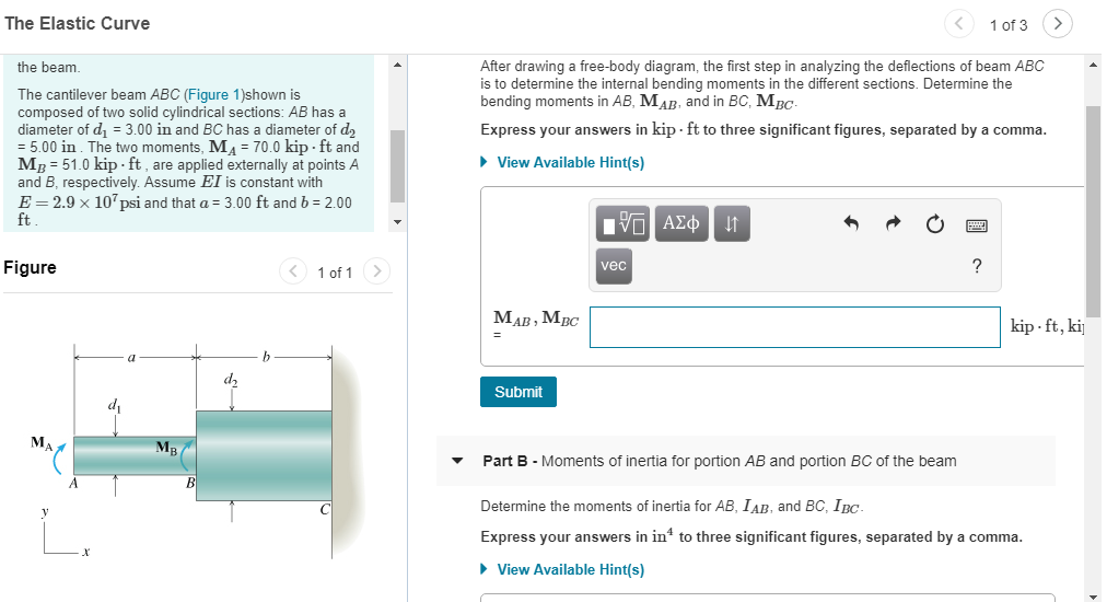 Solved The Elastic Curve 1 of 3 > After drawing a free-body | Chegg.com