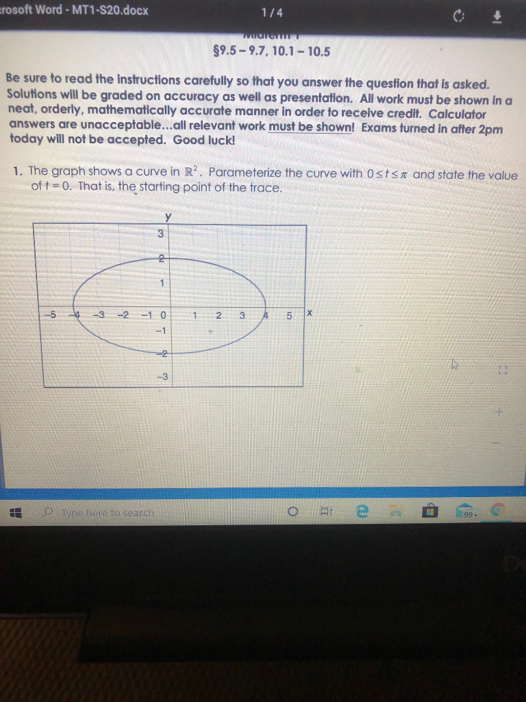 Solved The graph shows a curve in R2 . Parameterize the | Chegg.com