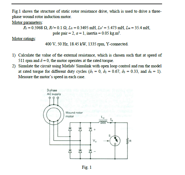 Solved Fig. 1 shows the structure of static rotor resistance | Chegg.com