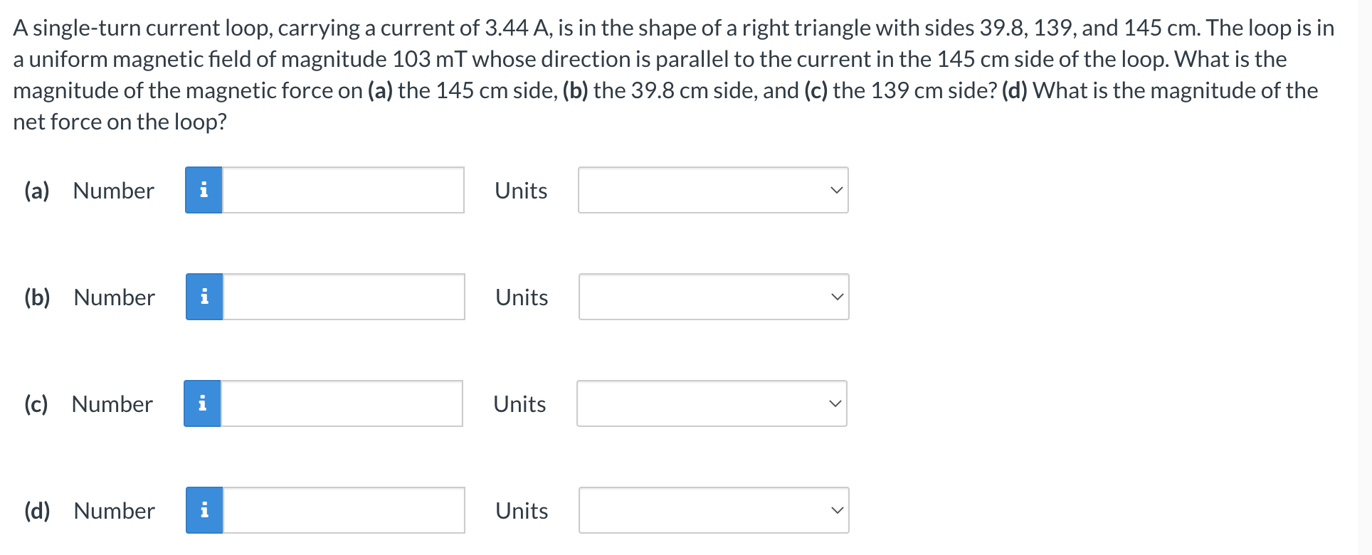 Solved A single-turn current loop, carrying a current of | Chegg.com