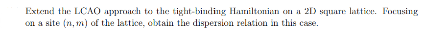 Solved Extend the LCAO approach to the tight-binding | Chegg.com