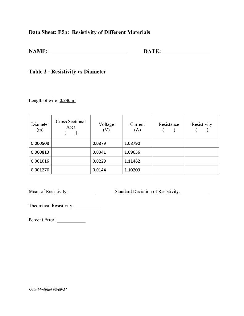 Solved Then the cross sectional area of the wire can be | Chegg.com