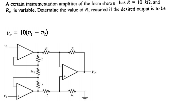 Solved A certain instrumentation amplifier of the form shown | Chegg.com