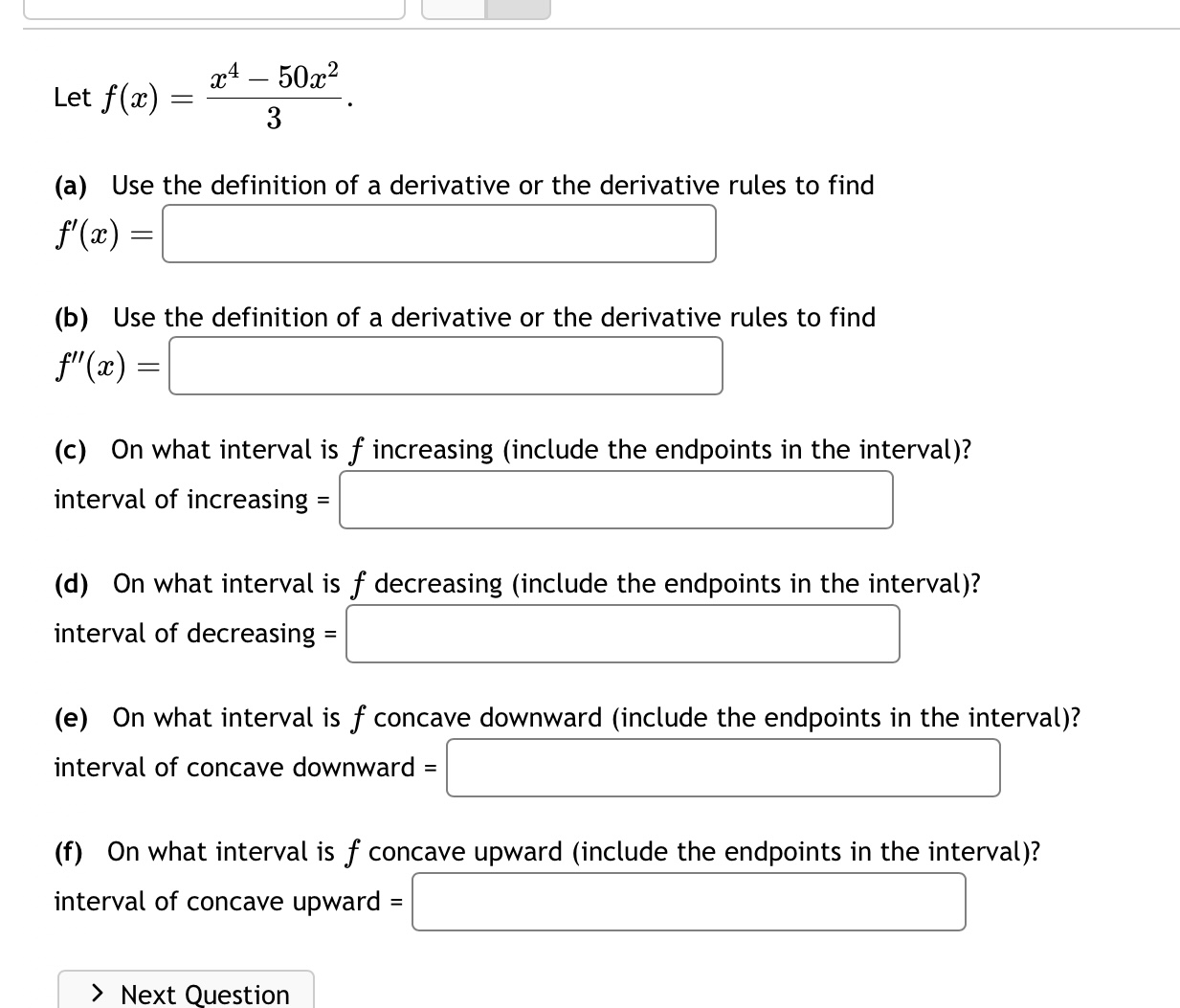 Solved Let f(x)=3x4−50x2. (a) Use the definition of a | Chegg.com