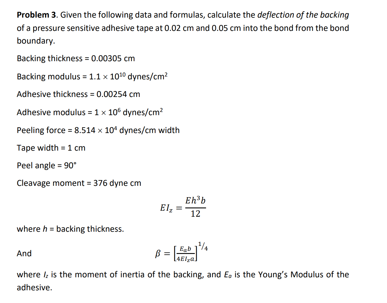 Solved Problem 3. Given the following data and formulas, | Chegg.com