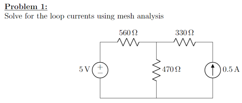 Solved Problem 1 Solve For The Loop Currents Using Mesh 3633