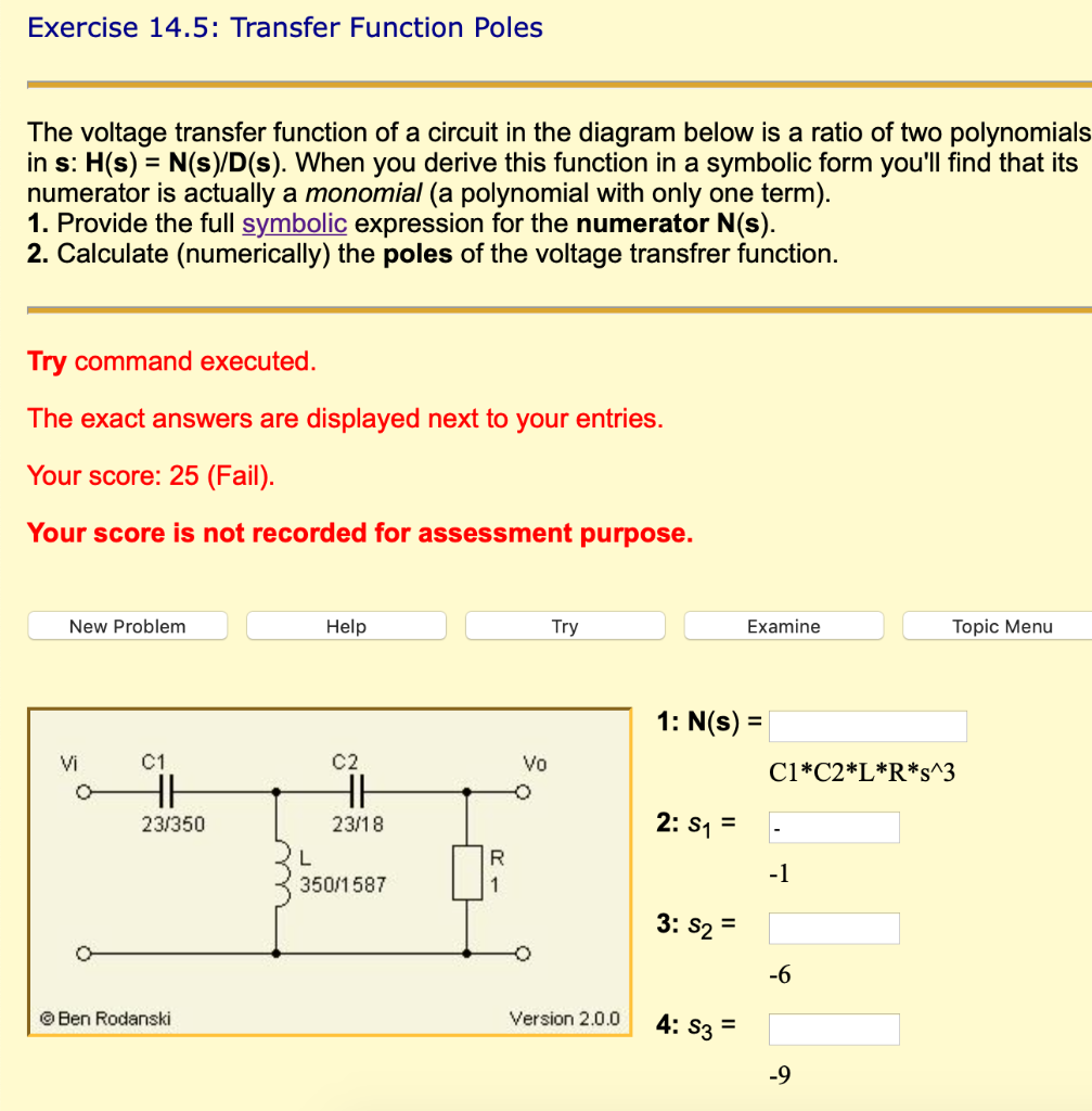 Solved Exercise 14.5: Transfer Function Poles The voltage | Chegg.com