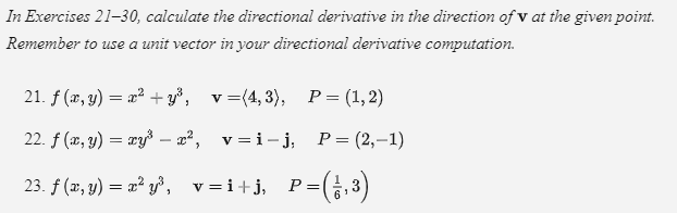 Solved In Exercises 21–30, calculate the directional | Chegg.com