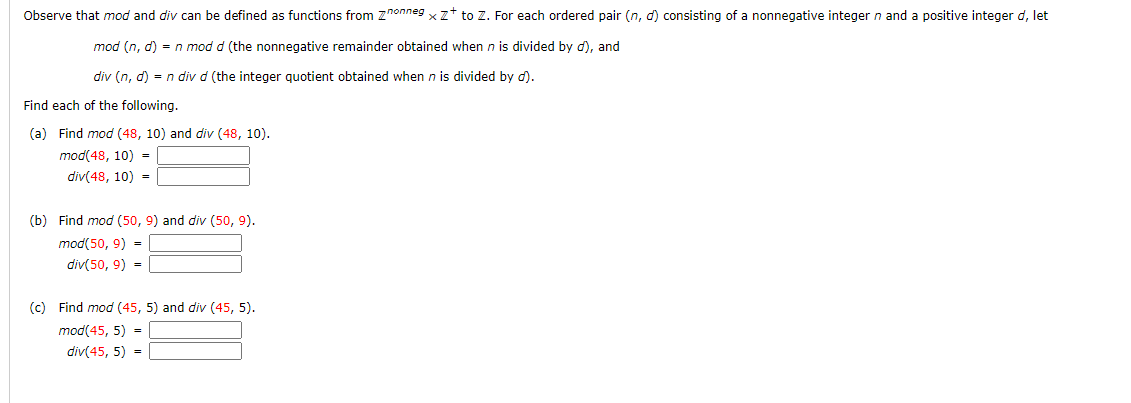Solved Observe That Mod And Div Can Be Defined As Functions 