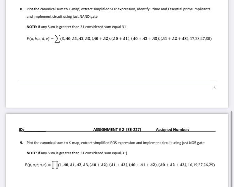 Solved 8. Plot the canonical sum to K-map, extract | Chegg.com