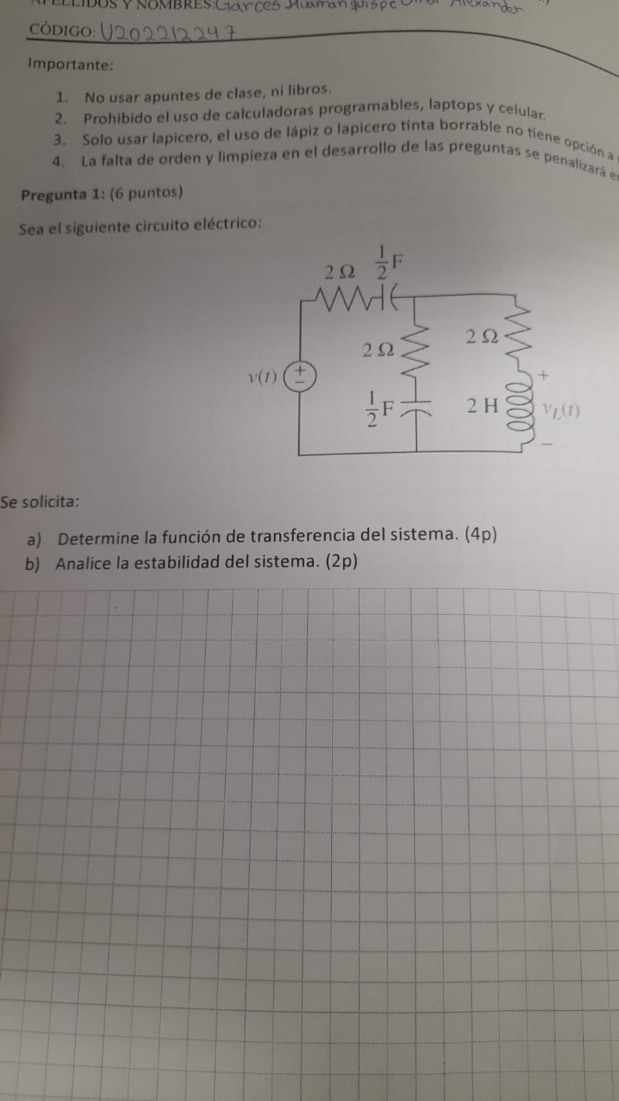 Solved Pregunta 1: (6 ﻿puntos)Sea el siguiente circuito | Chegg.com