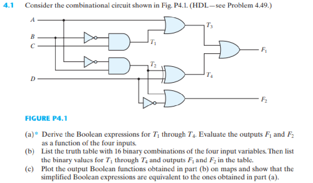 Solved 4.1 Consider the combinational circuit shown in Fig. | Chegg.com