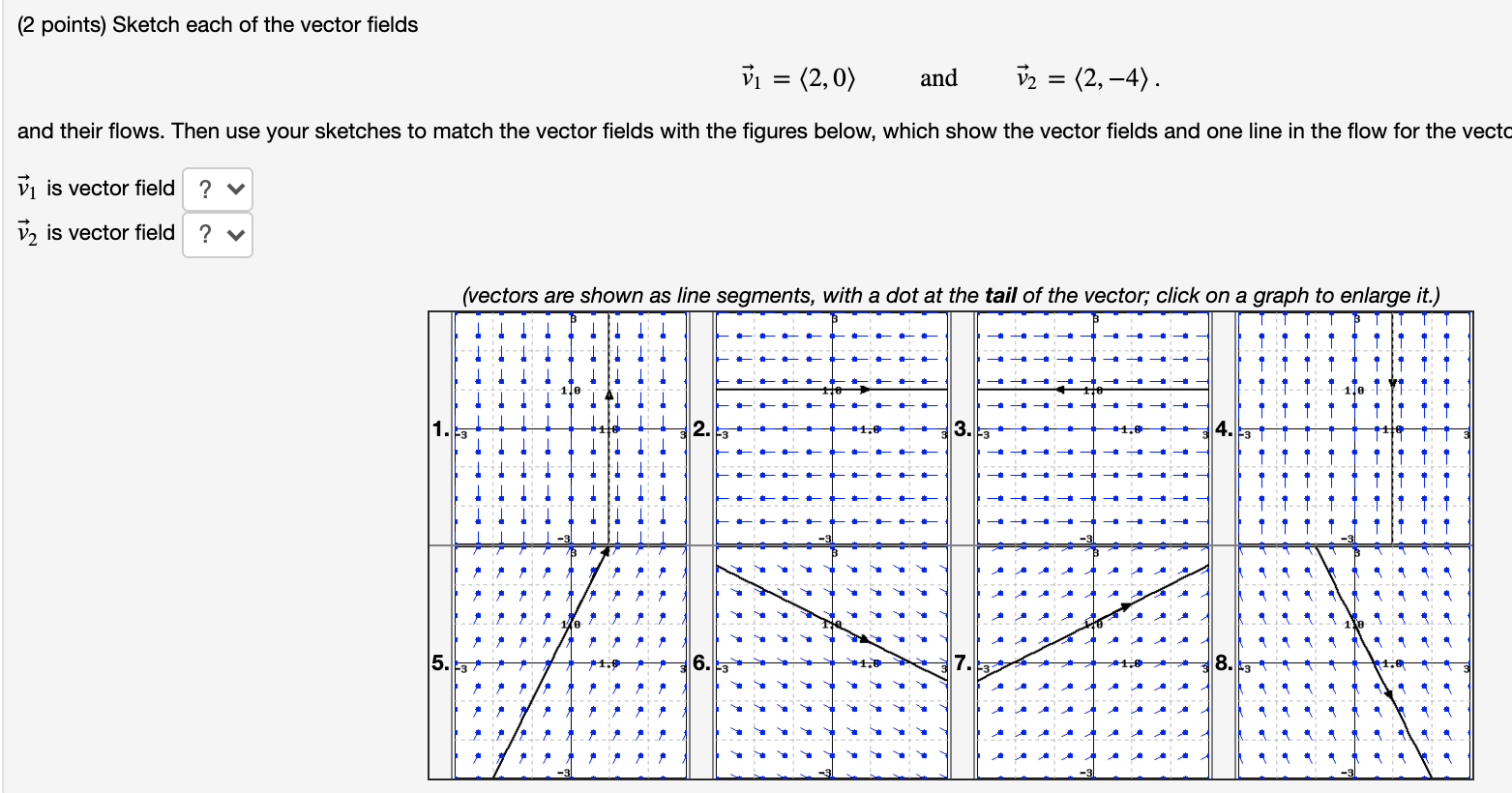 Solved (2 points) Sketch each of the vector fields vi = | Chegg.com