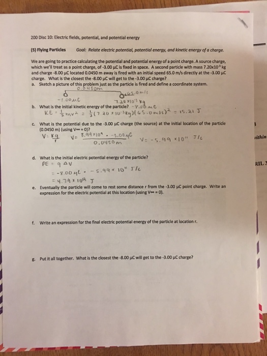 Solved 200 Disc 10: Electric fields, potential, and | Chegg.com