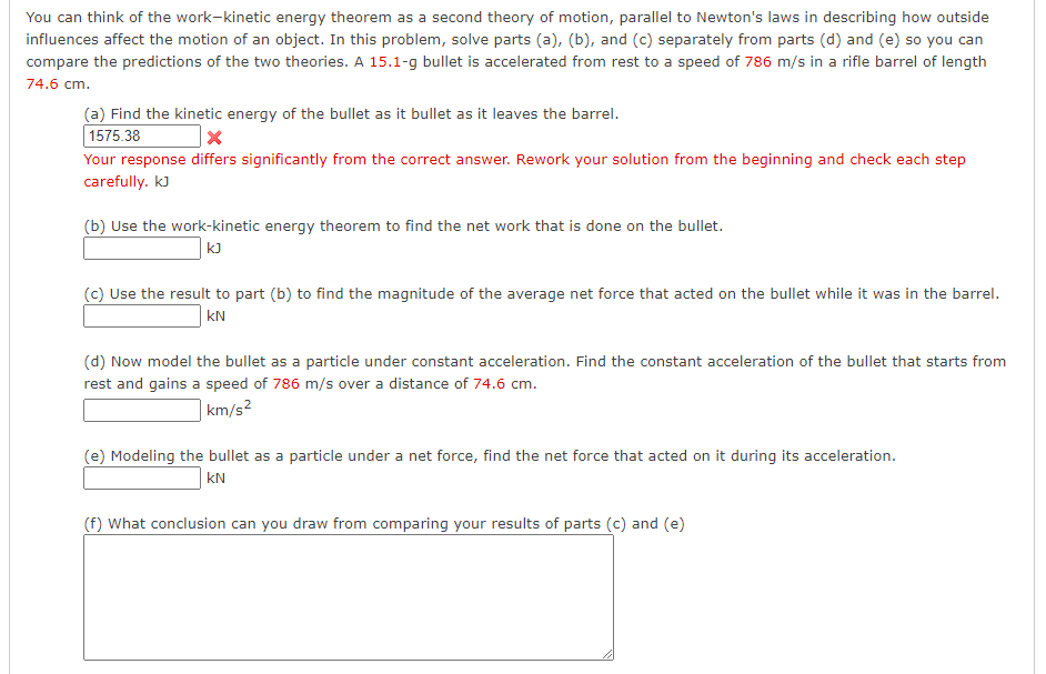 Solved an think of the work-kinetic energy theorem as a | Chegg.com