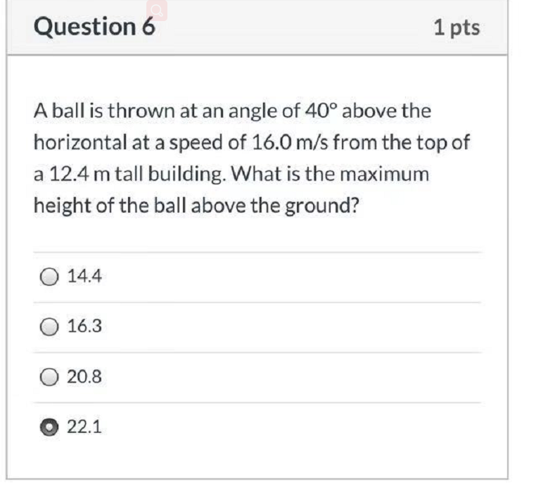 Solved Question 3 1 pts A rock is thrown upward from the | Chegg.com