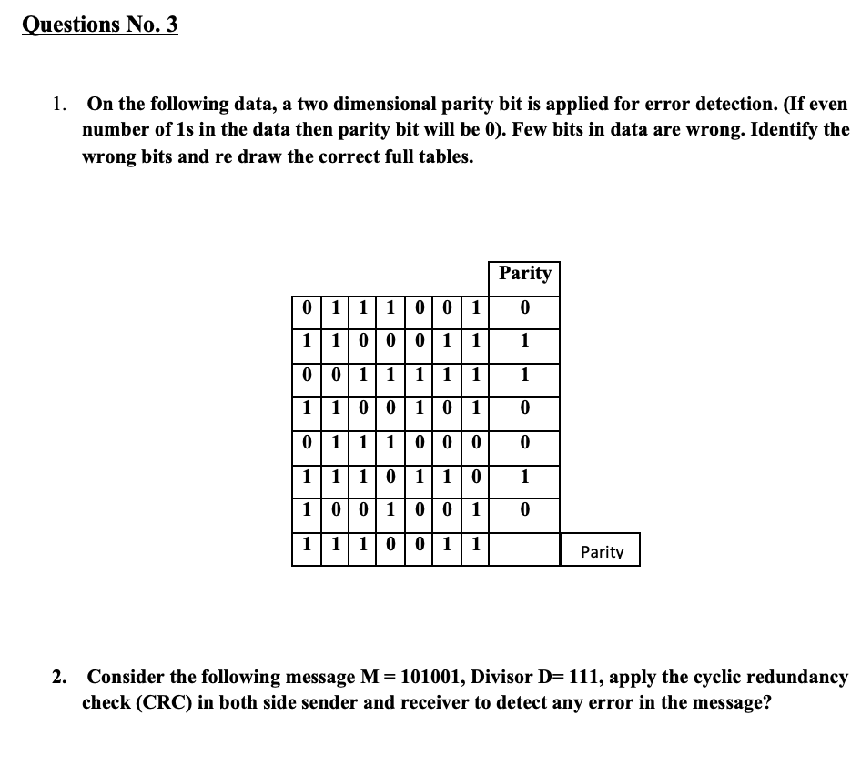 Solved Questions No. 3 1. On the following data, a two | Chegg.com