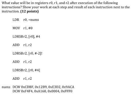 Solved What value will be in registers ro,r1, and r2 after | Chegg.com