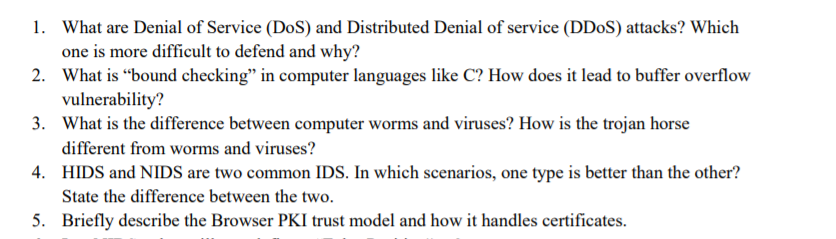 Solved 1. What are Denial of Service (DoS) and Distributed | Chegg.com