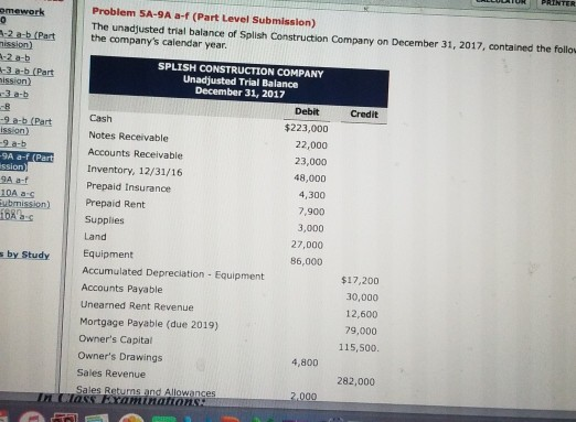 omework Problem SA-9A a-f (Part Level Submission) The | Chegg.com