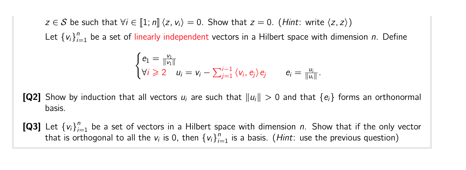 Solved Problem 4: Orthogonality and linear independence [Q1] | Chegg.com