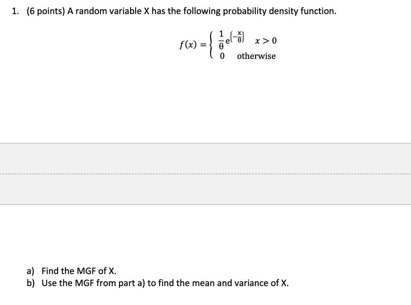Solved (6 ﻿points) ﻿A random variable x ﻿has the following | Chegg.com