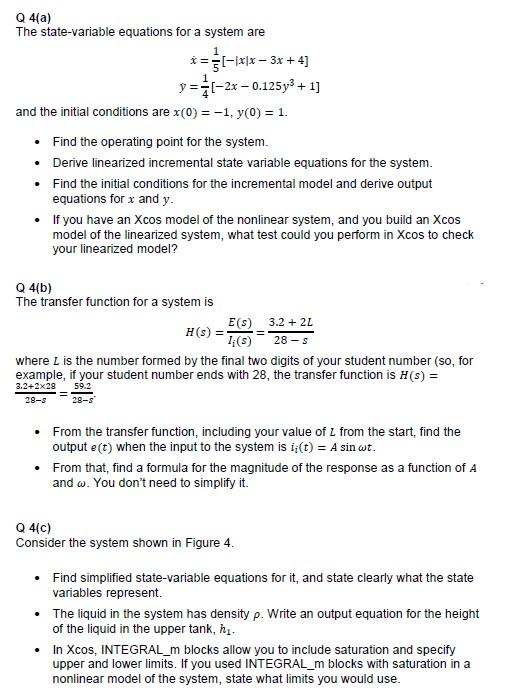 Q4(a) The state-variable equations for a system are 1 | Chegg.com
