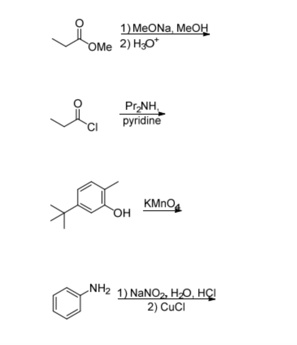 Solved 1) MeONa, MeOH OMe 2) H30+ Pr NH pyridine CI KMnO. OH | Chegg.com