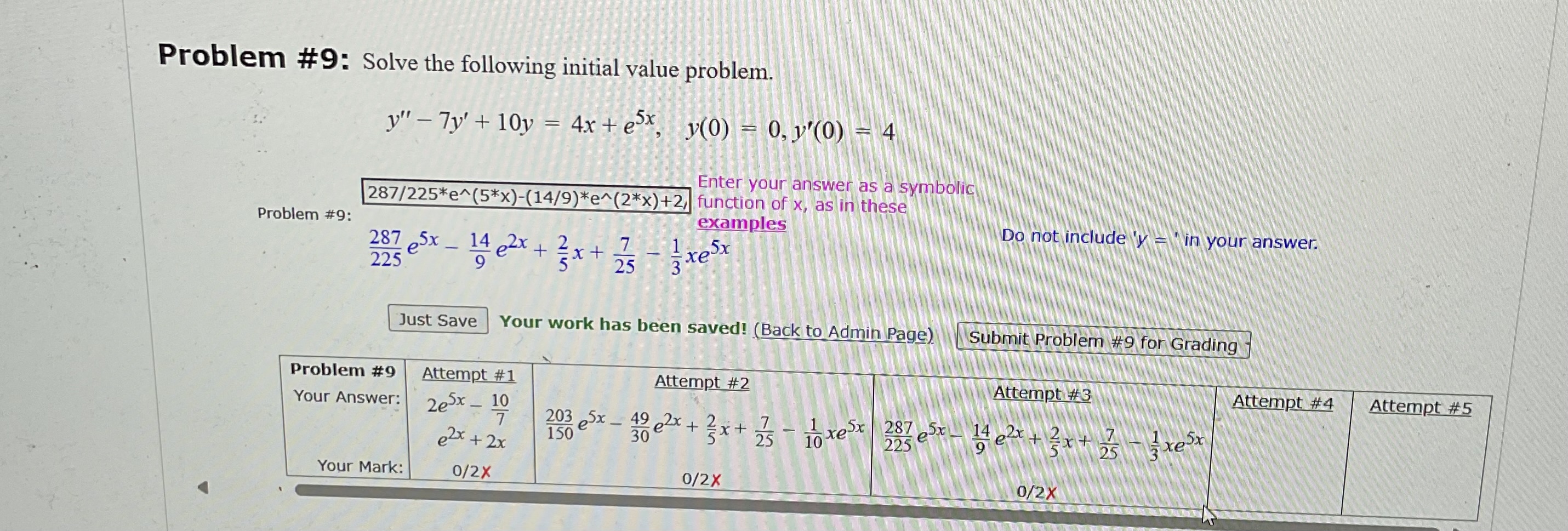 Solved Problem #9: Solve the following initial value | Chegg.com