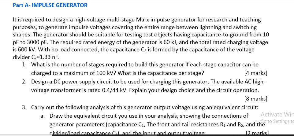 Solved Part A-IMPULSE GENERATOR It is required to design a | Chegg.com
