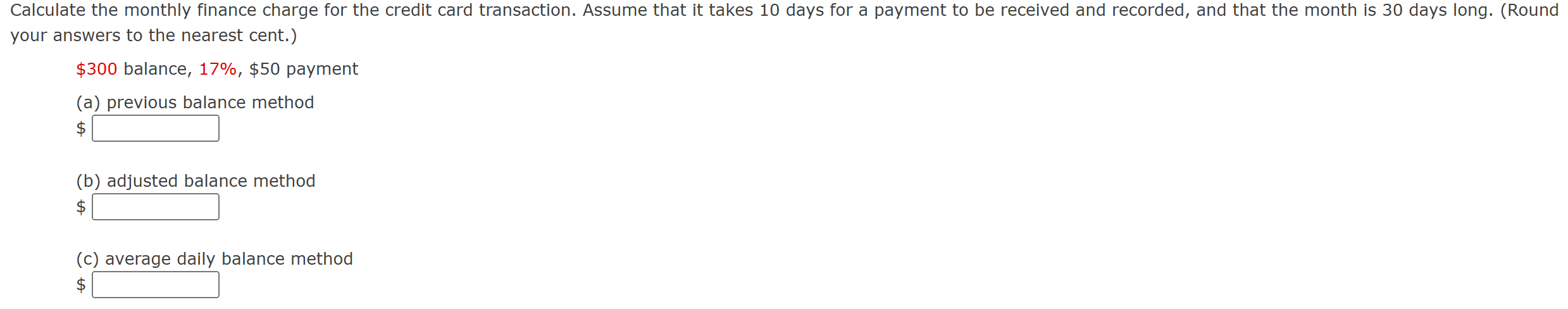 Solved Calculate the monthly finance charge for the credit | Chegg.com