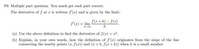Solved P6 Multiple part question. You much get each part | Chegg.com