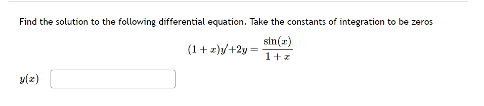 Solved Find the solution to the following differential | Chegg.com