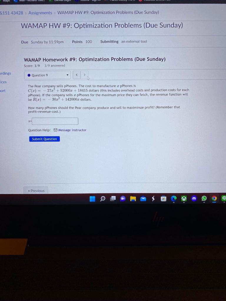 Solved H&151 43428 Assignments > WAMAP HW #9: Optimization | Chegg.com