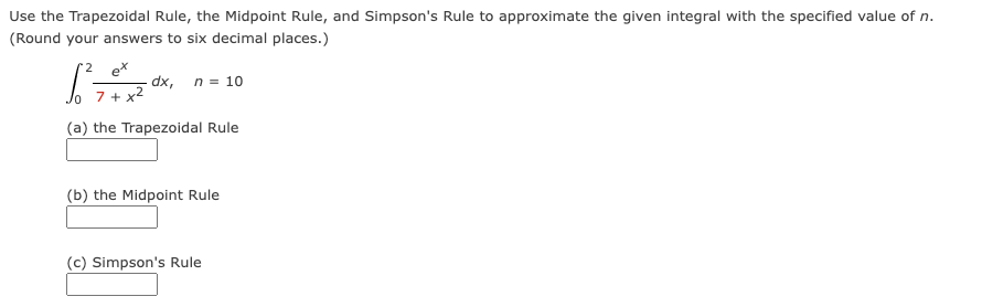 Solved Trapezoidal Rule, MIdpoint Rule, and Simpson's Rule | Chegg.com