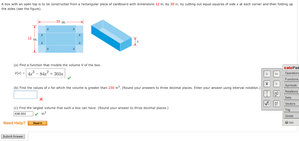 Solved A box with an open top is to be constructed from a | Chegg.com