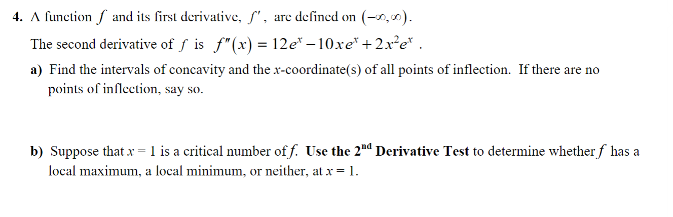 Solved 4. A function f and its first derivative, f′, are | Chegg.com