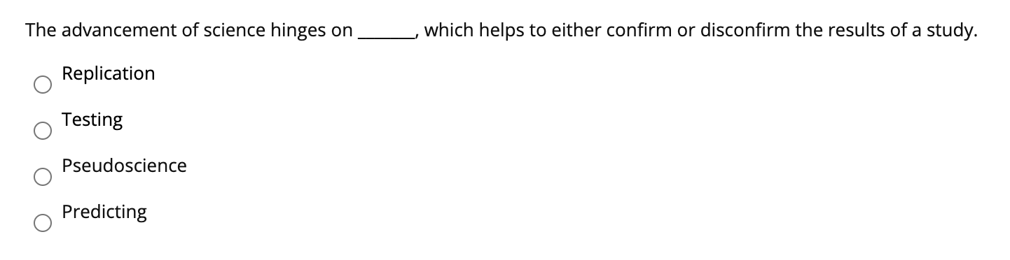 Solved The advancement of science hinges on which helps to | Chegg.com