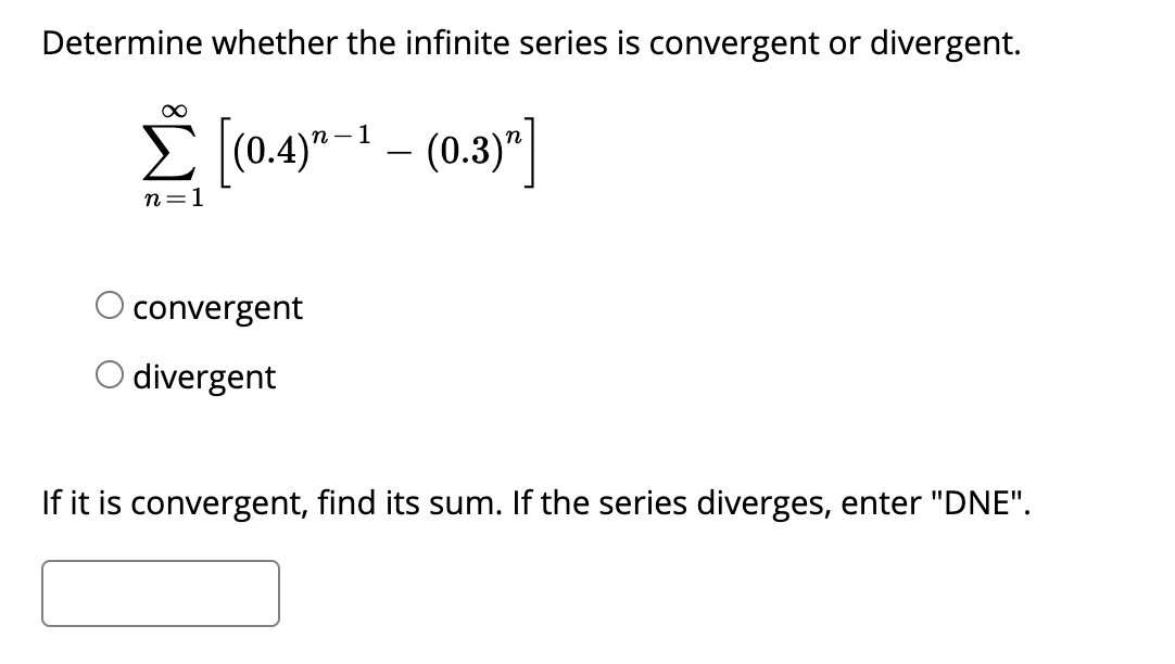Solved Determine whether the infinite series is convergent | Chegg.com