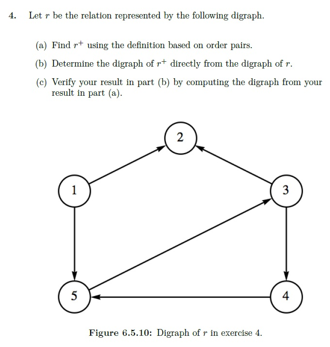 4. Let r be the relation represented by the following | Chegg.com