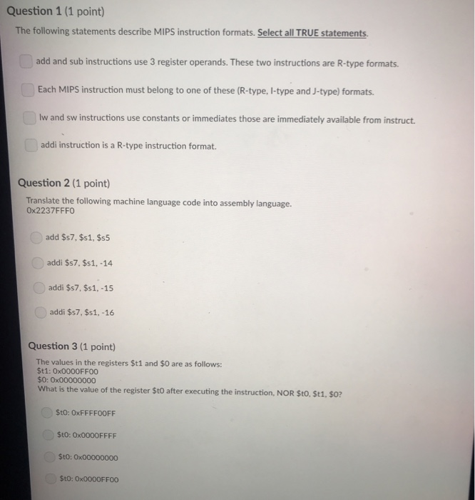 Solved Question 1 (1 point) The following statements | Chegg.com