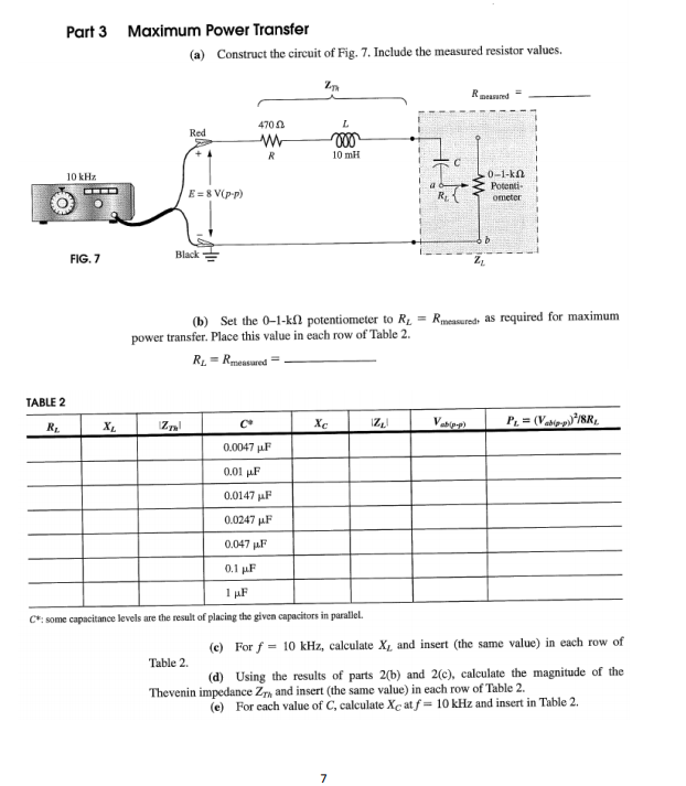 Solved Part 3 Maximum Power Transfer (a) Construct the | Chegg.com