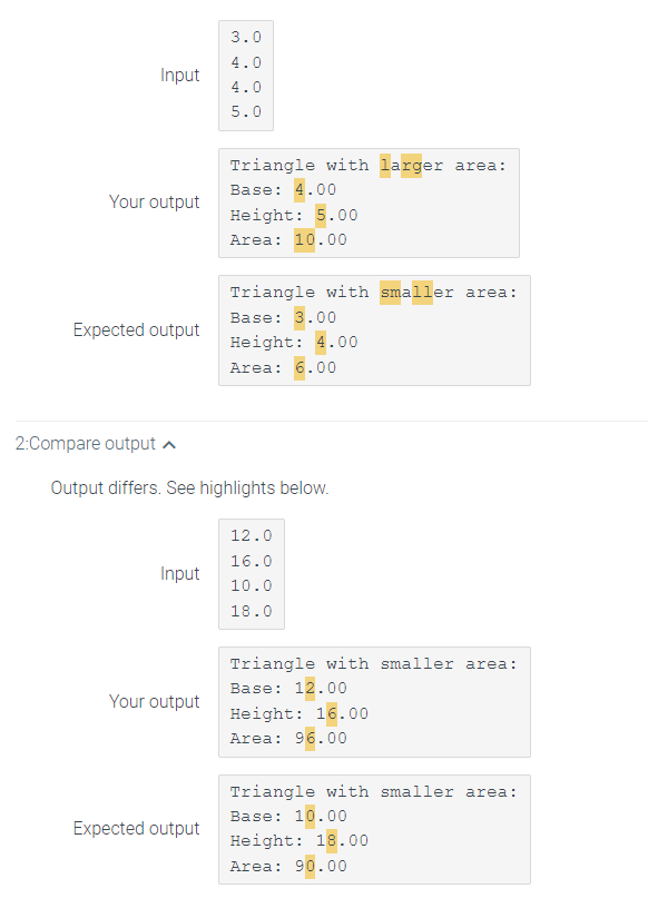 Given class Triangle, complete the program to read | Chegg.com
