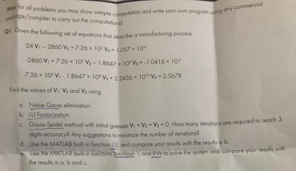 Solved (Hint for all problems you may show sample | Chegg.com